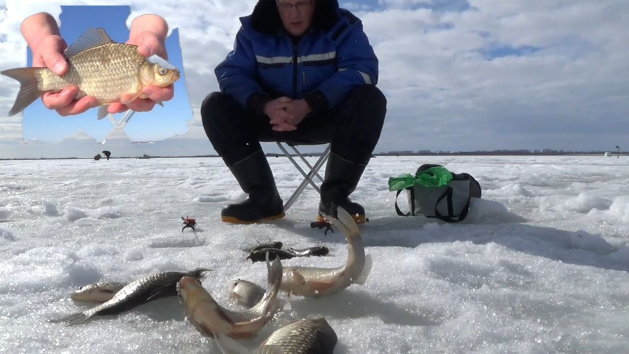 Ловля карася со льда, весной.Озеро Маян.