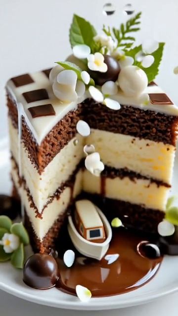 Красивая кулинария Торты, пироженки Видео кусочка торта