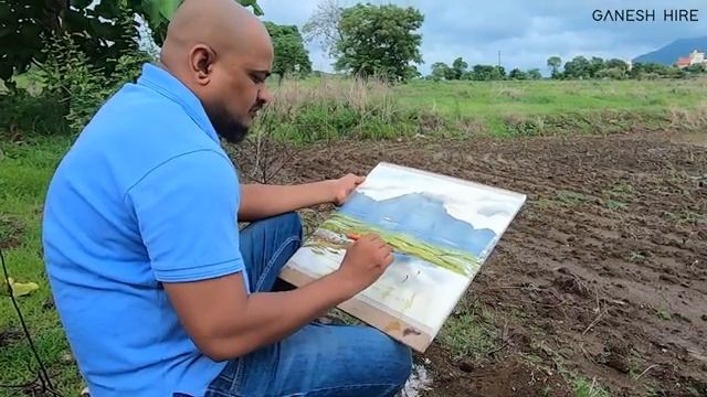 Plein air watercolour landscape painting Ganesh Hire Watercolour Painting Tutorial
