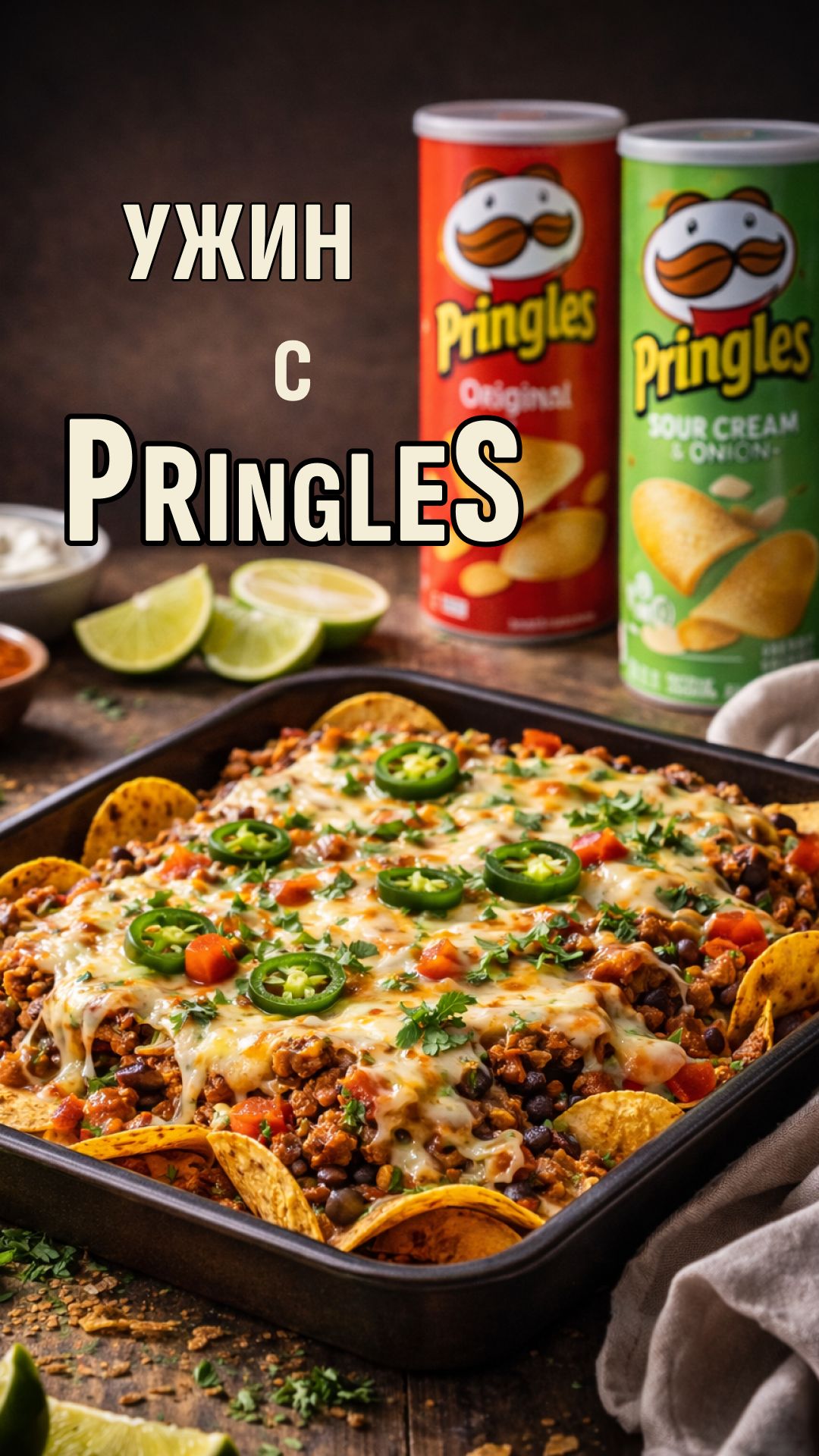 Хрустящая запеканка из чипсов Pringles с курицей и сыром в духовке лёгкий ужин.
