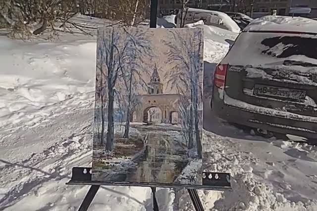 562. Первый снег в усадьбе Измайлово 50х35, х.к.м., 2025