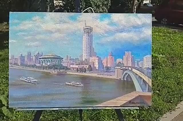 555. Утренний вид на Космодамианскую набережную и Дом музыки 40х60, х.м., 2025