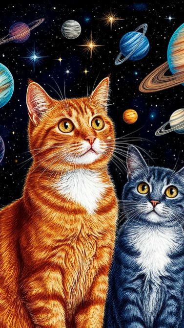 Нейроарт "Коты в космосе" #shorts #нейроарты #коты #космос #котыкосмонавты