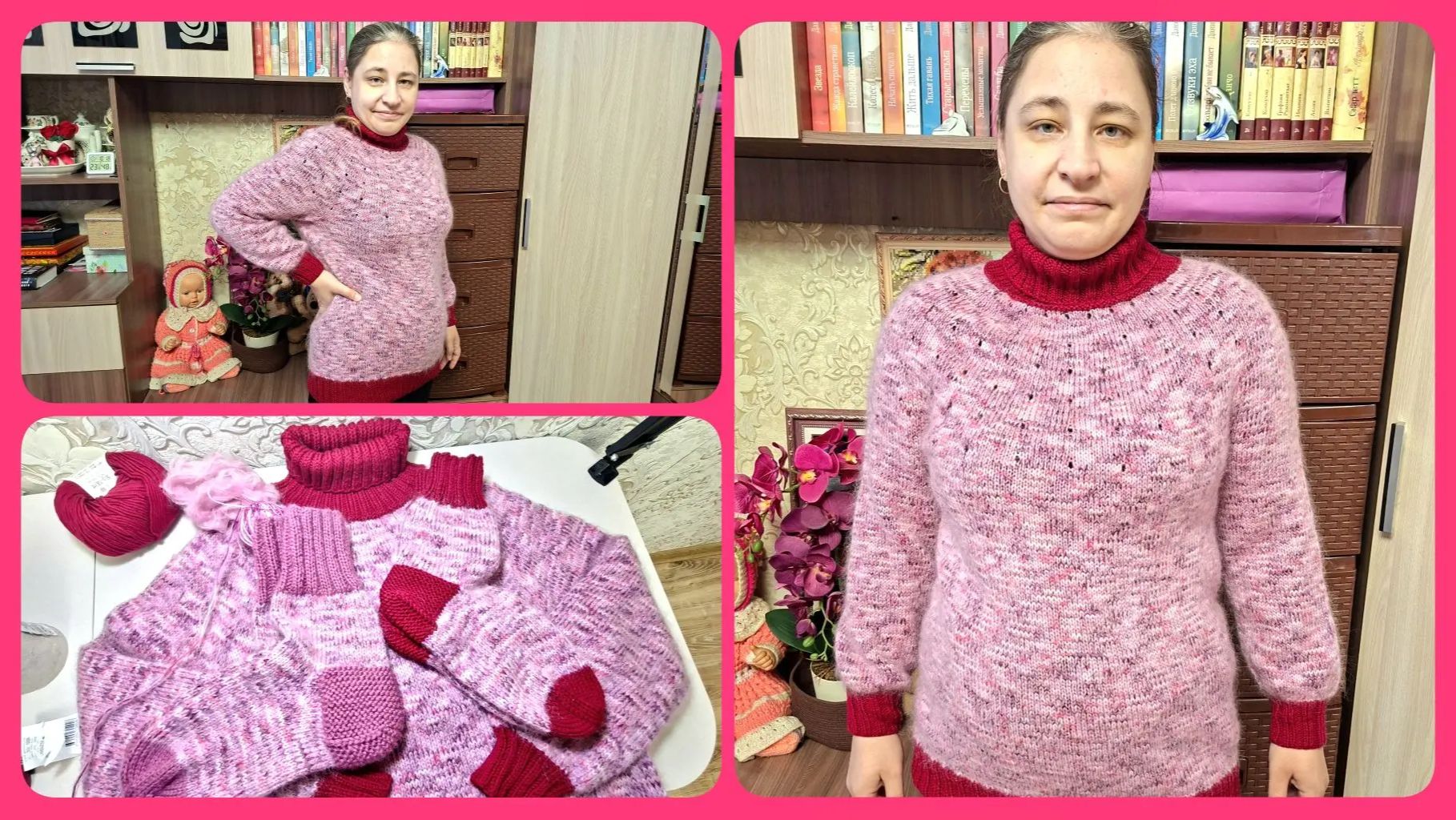 СВИТЕР ЯГОДНЫЙ МУСС И НОСОЧКИ - (ОБЗОР)