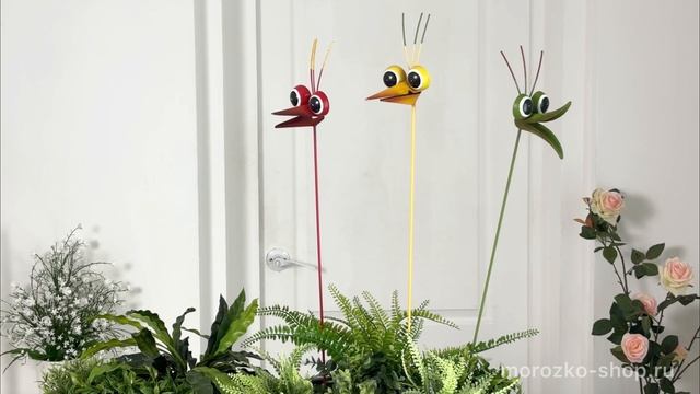 Садовый штекер ЗАБАВНАЯ ПТИЧКА, металл, красная, 80 см, 2034399-2