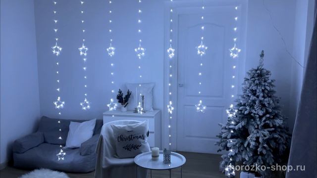 Световой занавес ЗВЕЗДНЫЙ ДОЖДЬ, 415 холодных белых микро LED-огней, 2х2+5 м, AVX100680-1