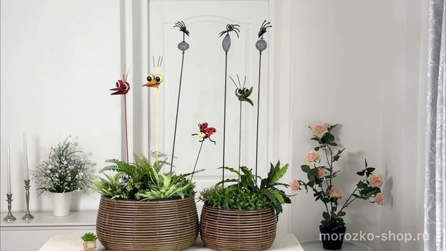 Садовый штекер ЗАБАВНАЯ ПТИЧКА металл, зелёная, 80 см, 2034399-3