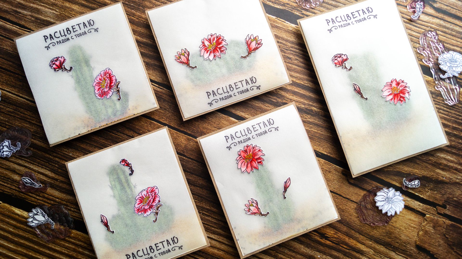 ОТКРЫТКИ "КАКТУСЫ" | ШТАМПЫ | СКРАПБУКИНГ