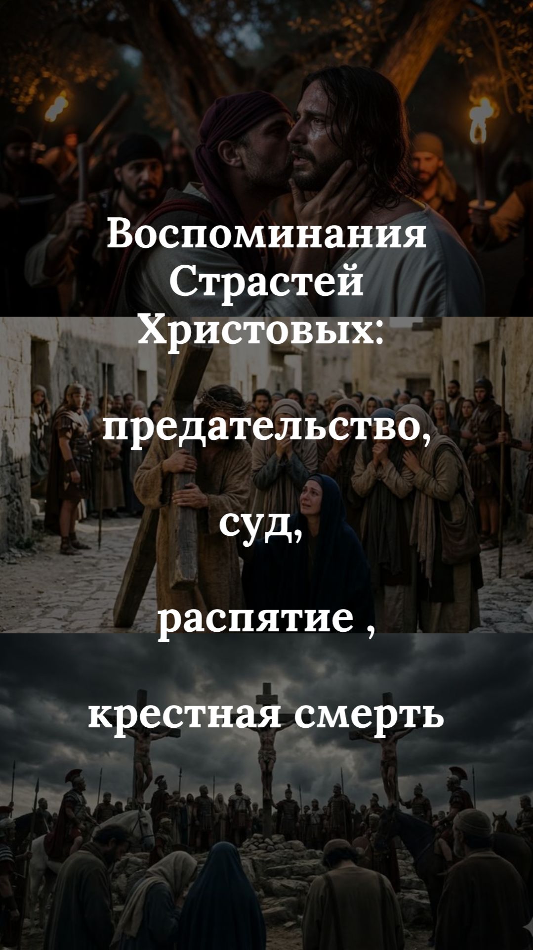 Воспоминания страстей Христовых: предательство, суд, распятие и крестная смерть