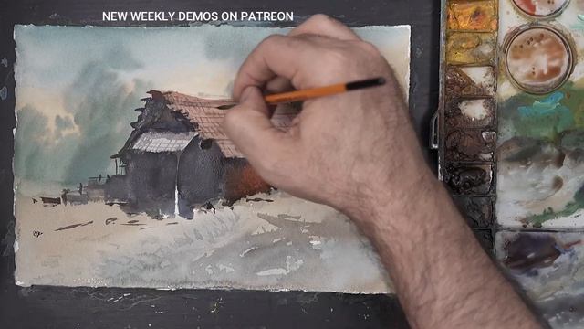 Атмосферный деревенский пейзаж