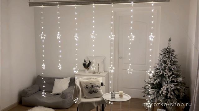 Световой занавес ЗВЕЗДНЫЙ ДОЖДЬ, 415 тёплых белых микро LED-огней, 2х2+5 м, AVX100690-1