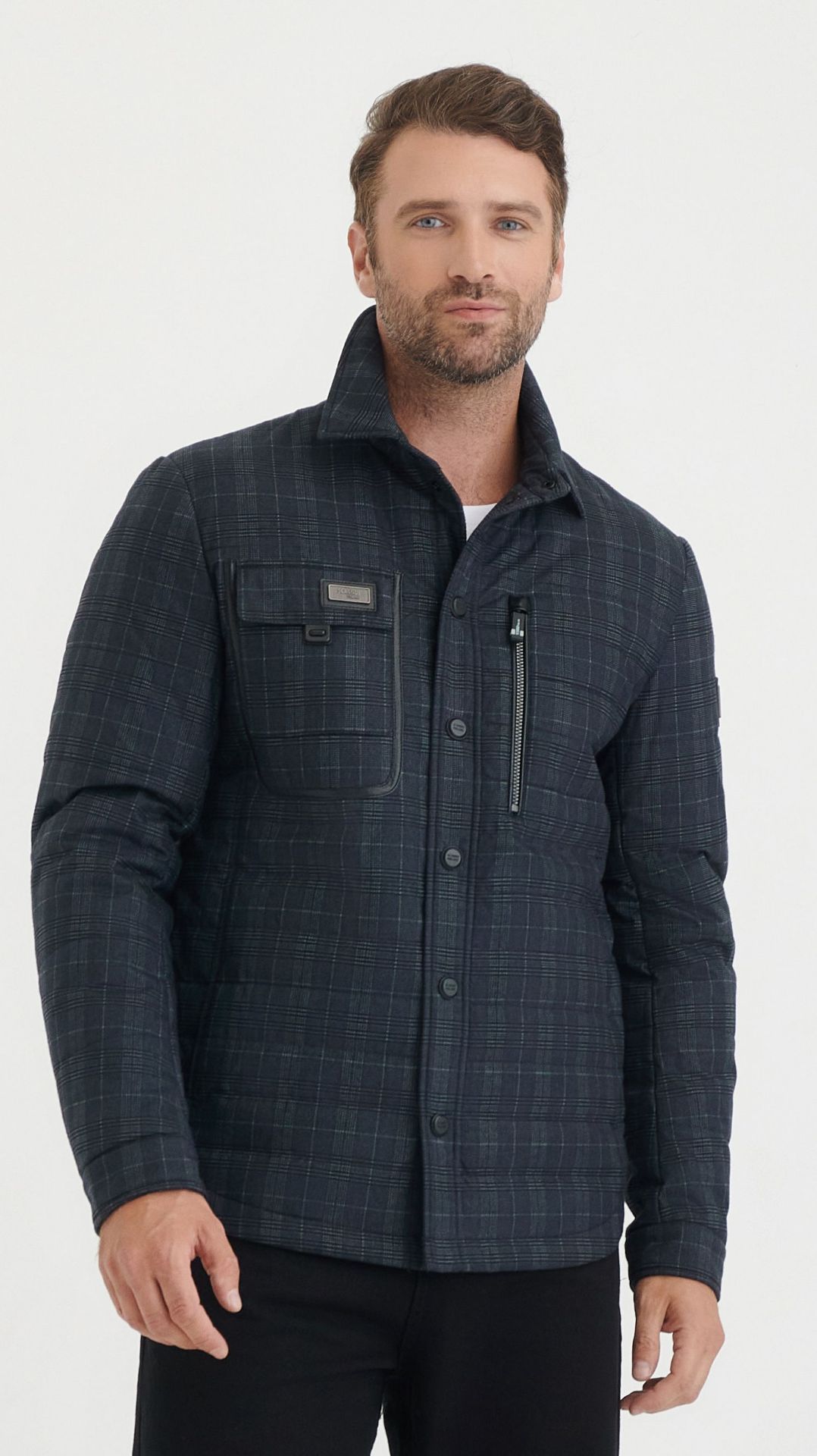 Куртка демисезонная SCANNDI CM4007 (черно-серая клетка)