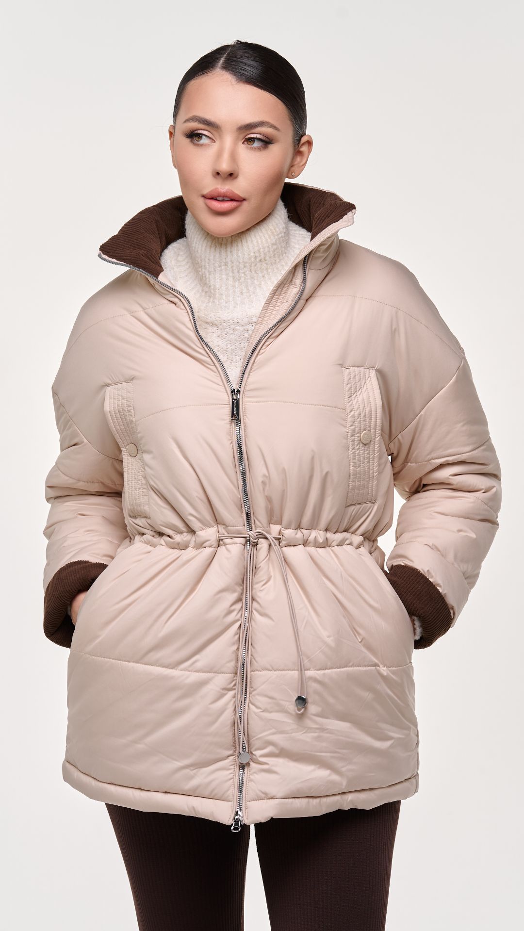 Куртка демисезонная SCANNDI CW6069 (экрюкоричневый)