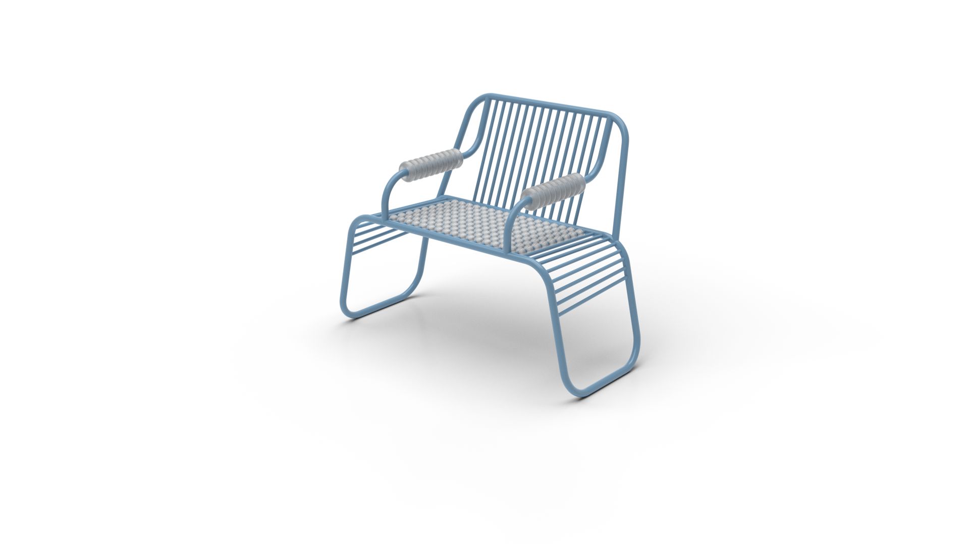 Легкое уличное кресло из металла с сидениями-вкладышами из 3D-печати