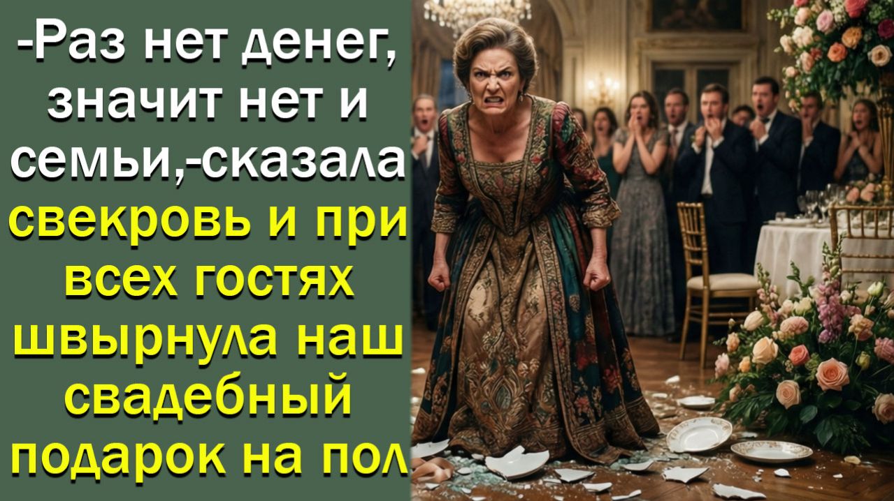 - Раз нет денег, значит нет и семьи,- сказала свекровь и  швырнула наш  свадебный подарок на пол
