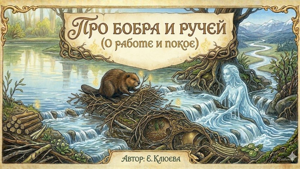 Про Бобра и Ручей (О работе и покое). Автор Е.Клюева