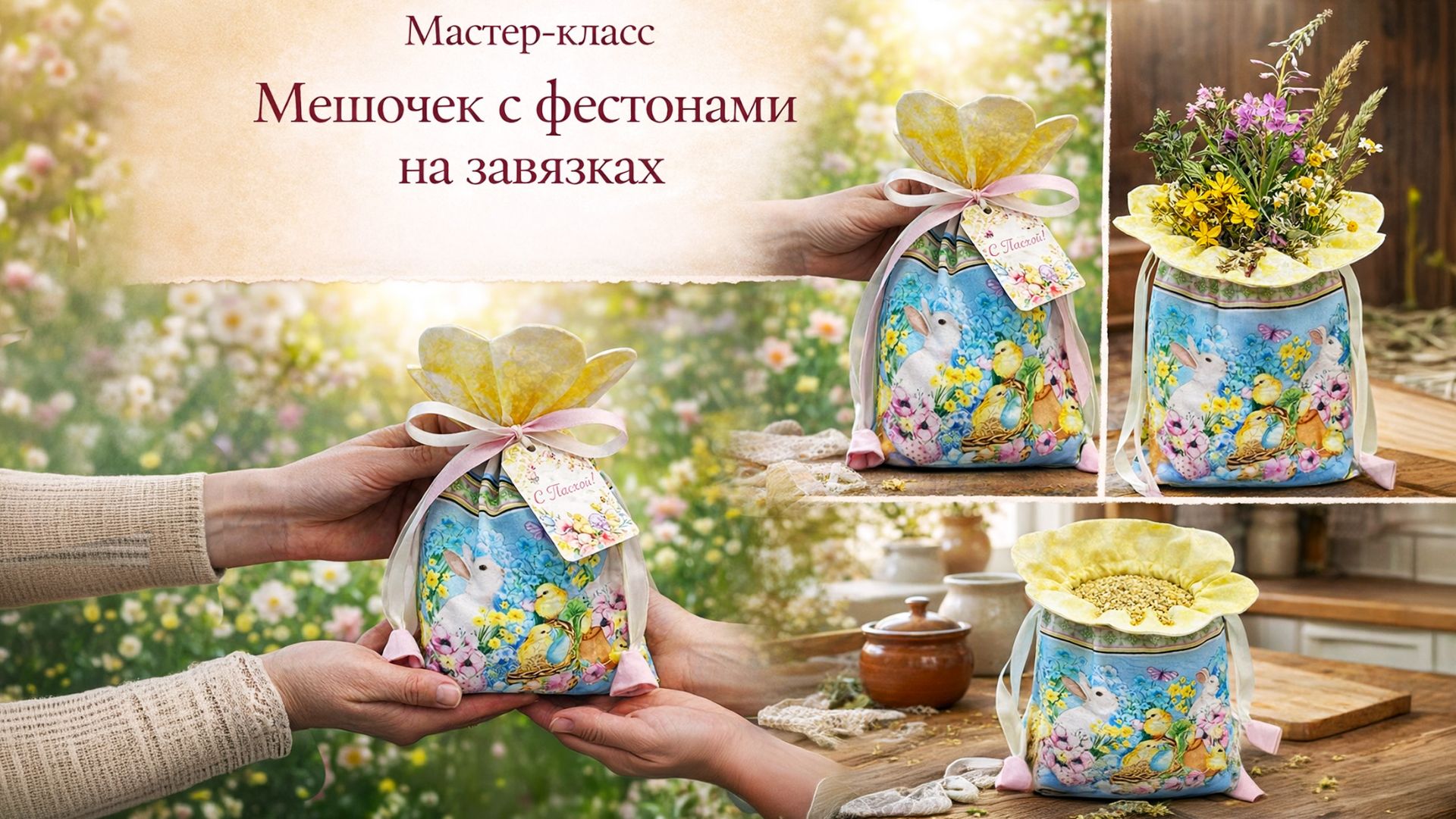 Мешочек с фестонами и завязками