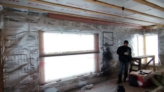 Обрешётка стен дома,продолжение.Мини-дом-каркасник. Участок с нуля. Часть №36