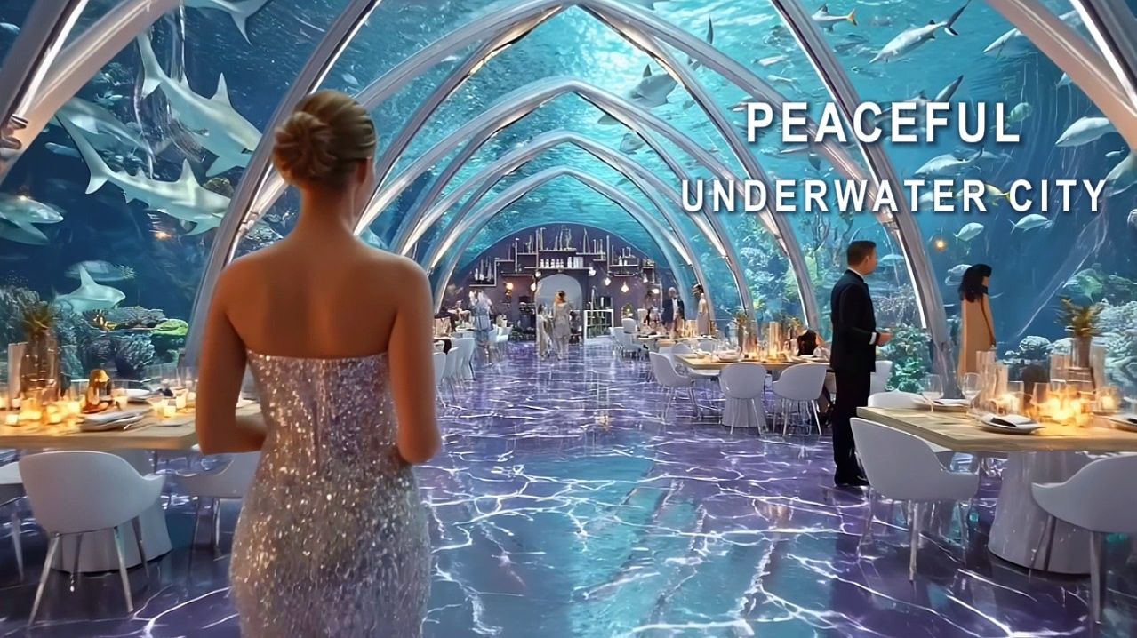 Beautiful Peaceful Underwater Smart City 2700 ｜ 1 Hour Sci-Fi Ambient for Relax & Sleep |
