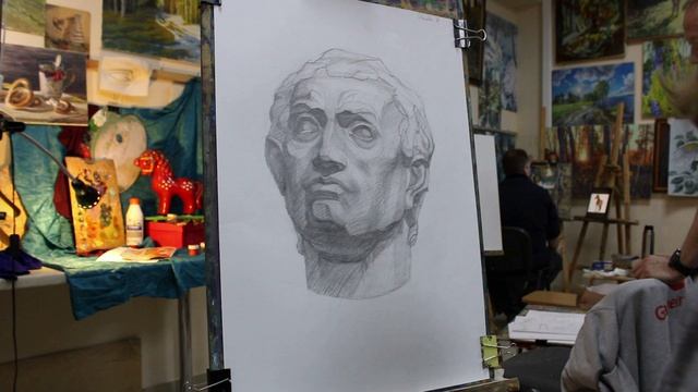ФРАГМЕНТ УРОКА: Рисуем ГОЛОВУ, говорим об АВАНГАРДЕ | Что такое СТАФФАЖ?