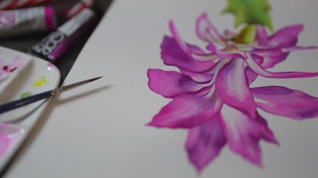 Цветок декабриста 🌺 Мастер-класс по акварели