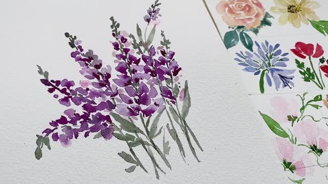 Как нарисовать лаванду акварелью
