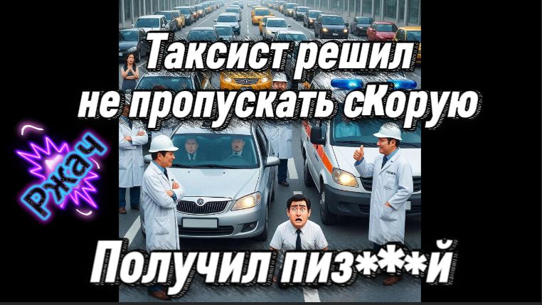 Ржач. Таксист решил не пропускать скорую. Его за это пиз.ли все водители с дороги