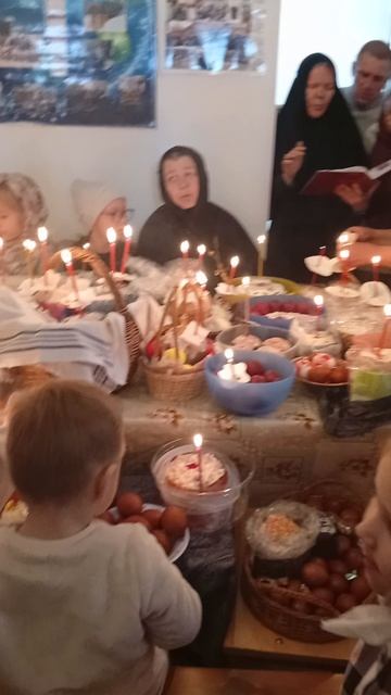 Освящение куличей в храме села Никульскре