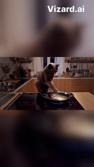 Дождитесь, пока кот-шеф начнет готовить!