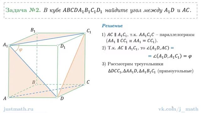 1. Как найти угол между прямыми Задание 14 ЕГЭ Стереометрия