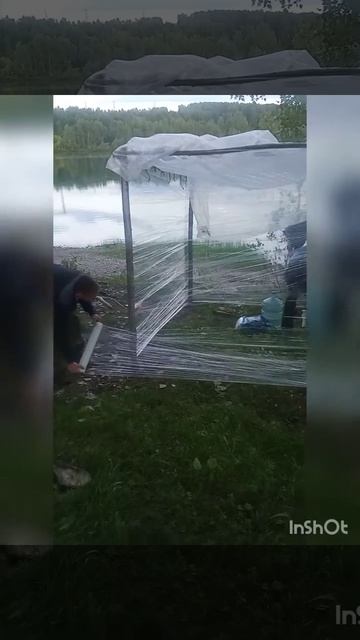 постройка бани на природе на пятой фермы у томи