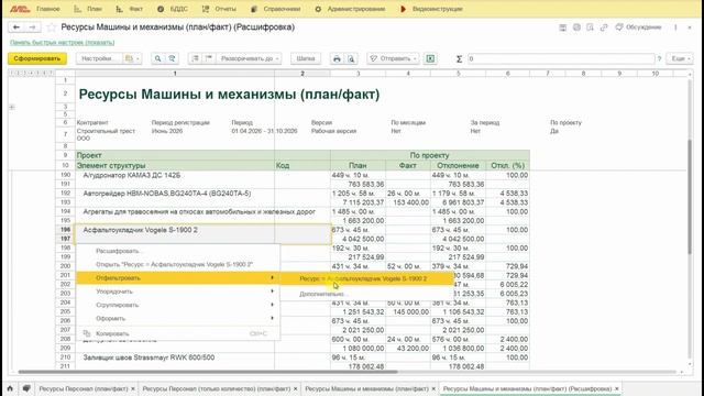 8. 4. Формирование отчета по ресурсам