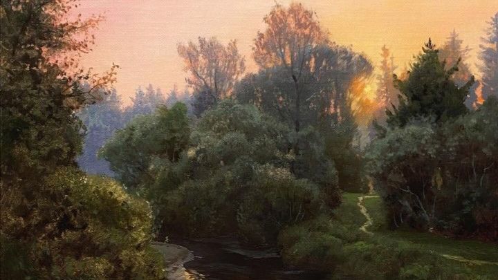 Как написать маслом лес, реку и закат