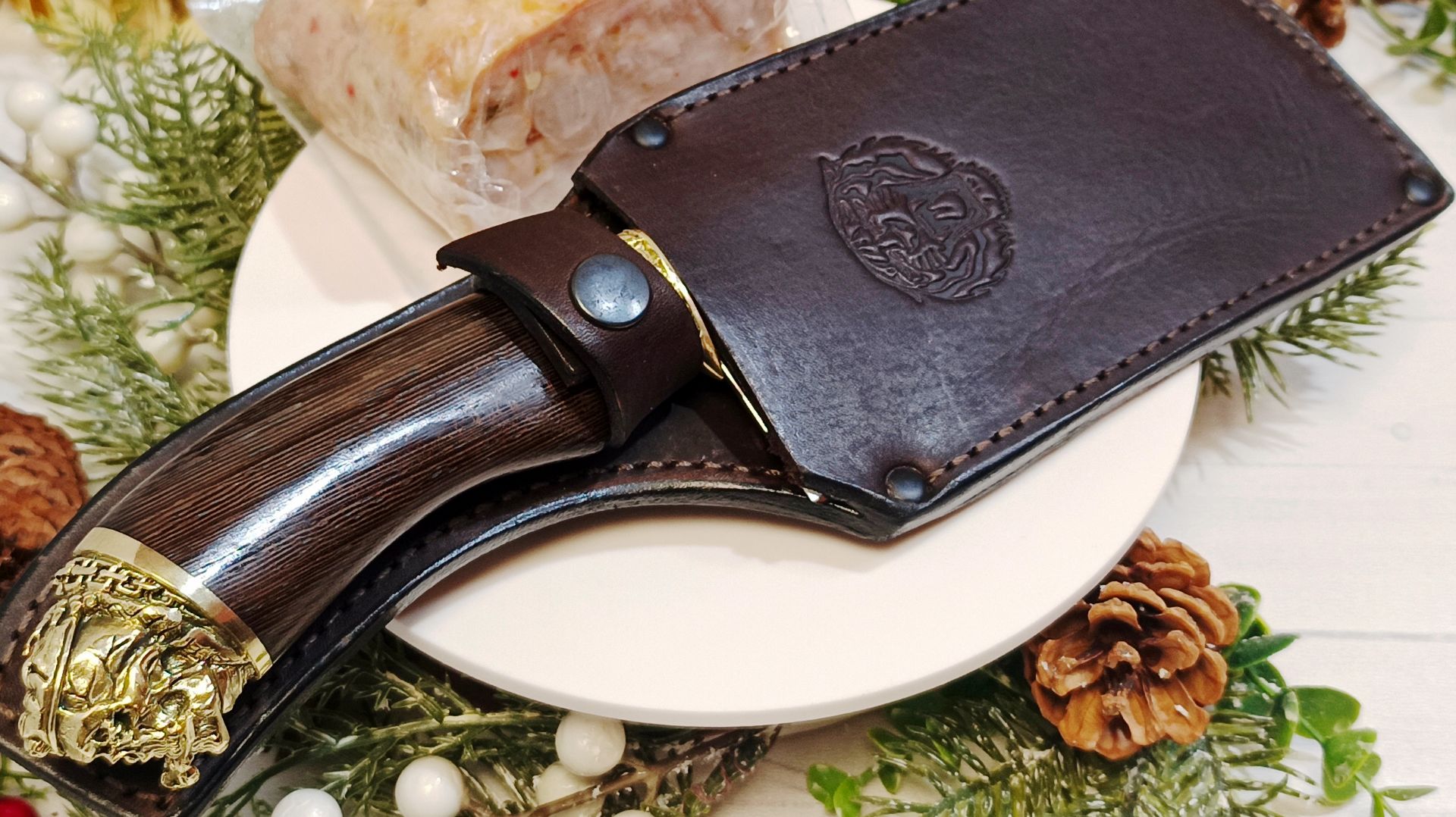 Подарочная, охотничья тяпка - ВДВ ст 40х13, hrc 55/56 ед (чехол-ножны)