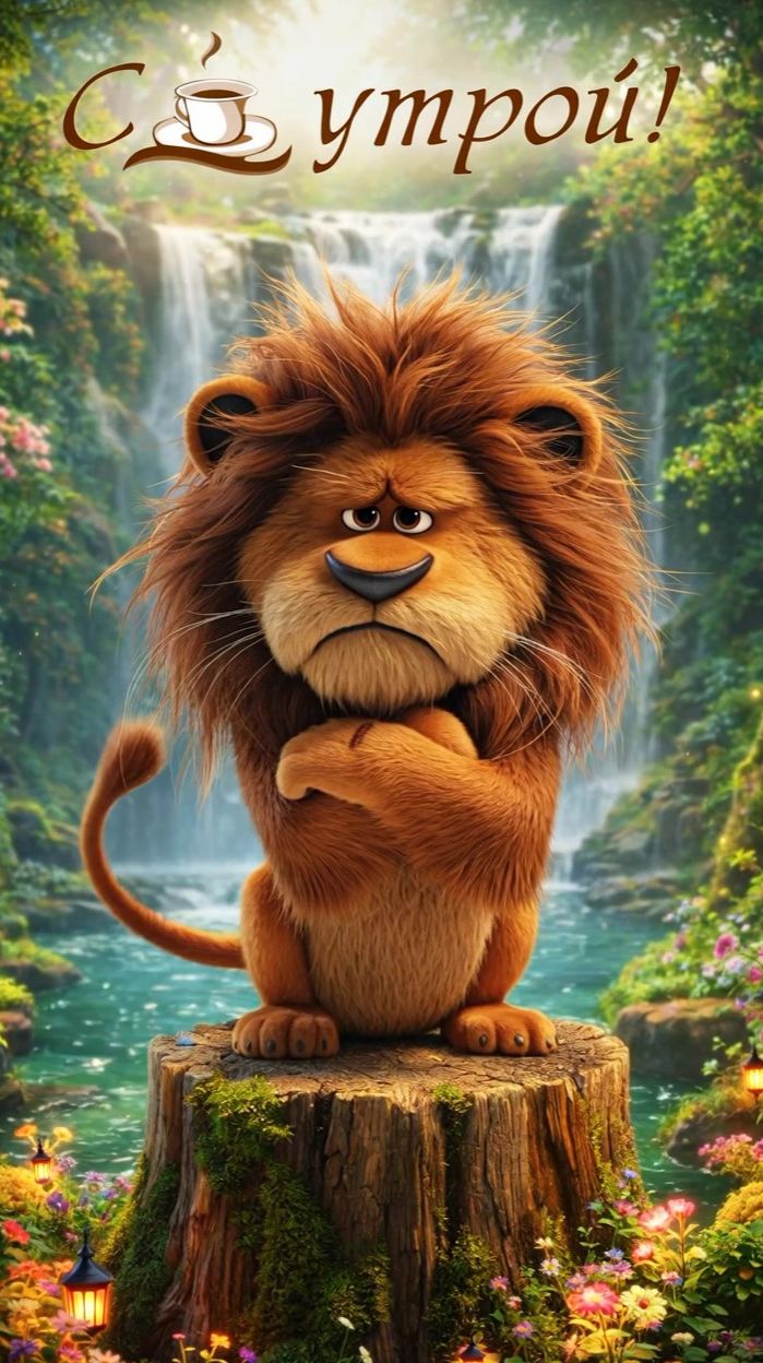 Ворчливое утро самого доброго льва 🦁 #доброеутро