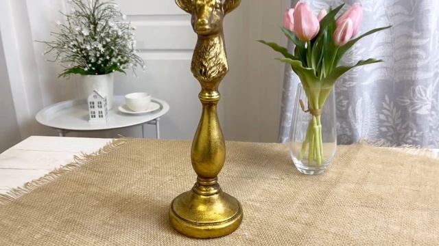 Декоративный подсвечник-канделябр СВЕТ ЗИМНЕЙ СКАЗКИ, на две свечи, полистоун, 38 см, EX10100