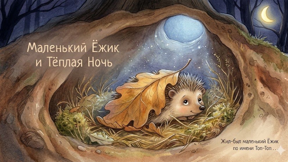 Маленький Ёжик и Тёплая Ночь. Автор: Е. Клюева