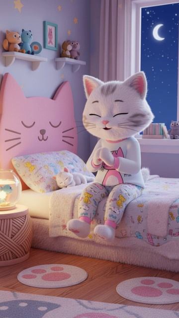 Домашняя пижама для девочки с котиками от "Бонито Кидс" - комфорт и уют в любое время суток.