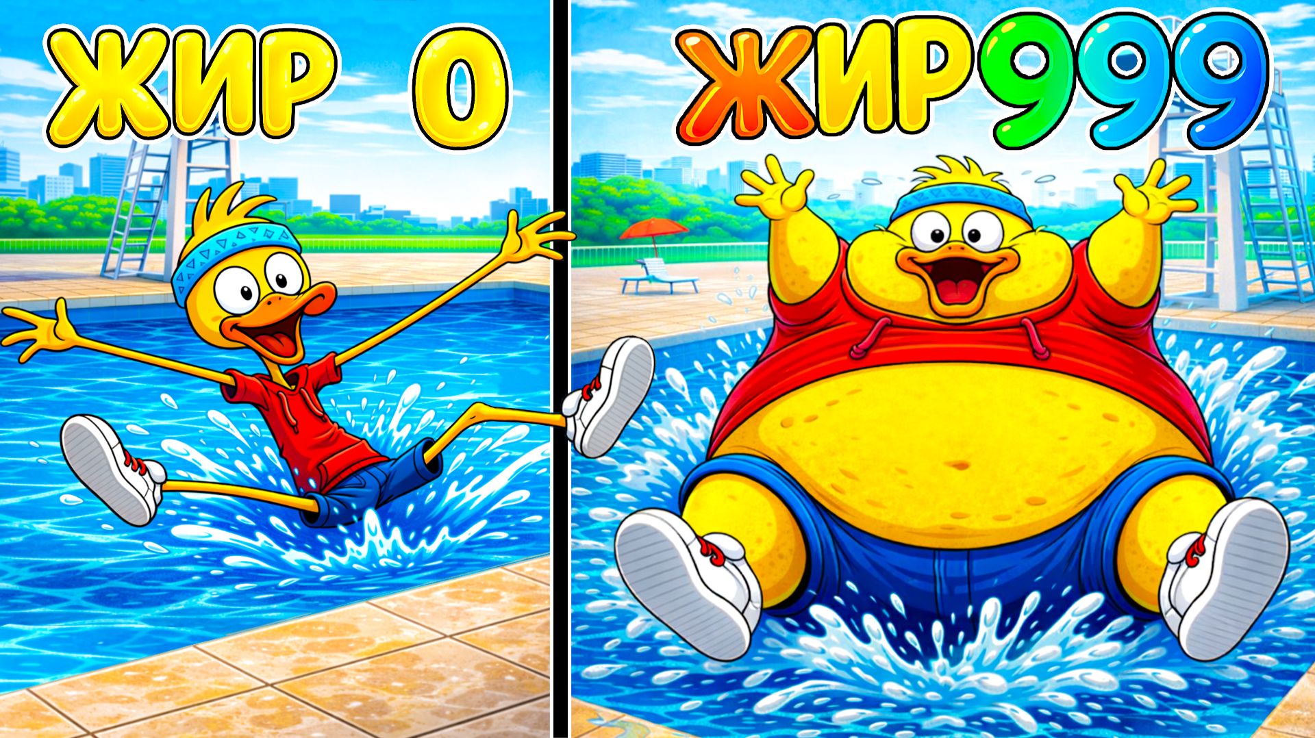 Я ПРОКАЧАЛ ЖИР так, ЧТО УСТРОИЛ ЦУНАМИ в БАССЕЙНЕ в Роблокс!  (Get Fat to Splash)