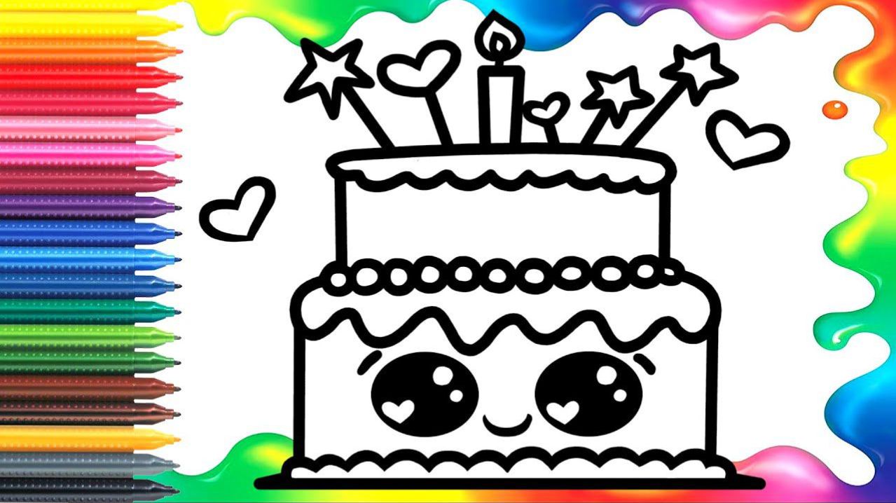 Мультик для детей-Рисование Торта для детей/Как нарисовать ТОРТ