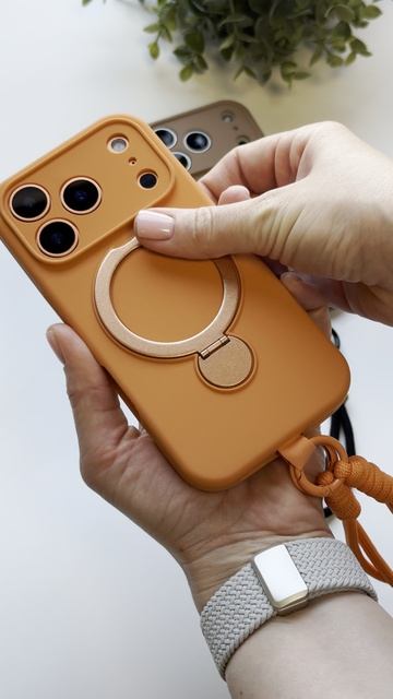 Силиконовый чехол с Magsafe 360° и шнурком для iPhone 15-17 серий