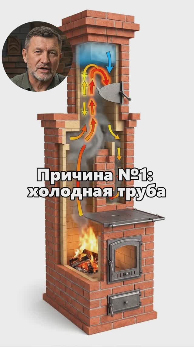 Плохая тяга. Почему печь дымит с открытой дверцей?  #дымоход  #дымитпечь  #diy  #shorts