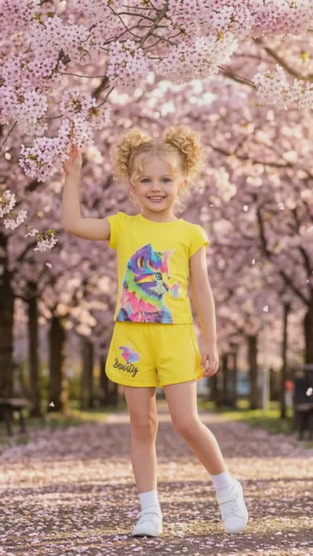 WB: 918150250 - Летний костюмчик (футболка и шорты) с принтом котика и бабочки от "Бонито Кидс"