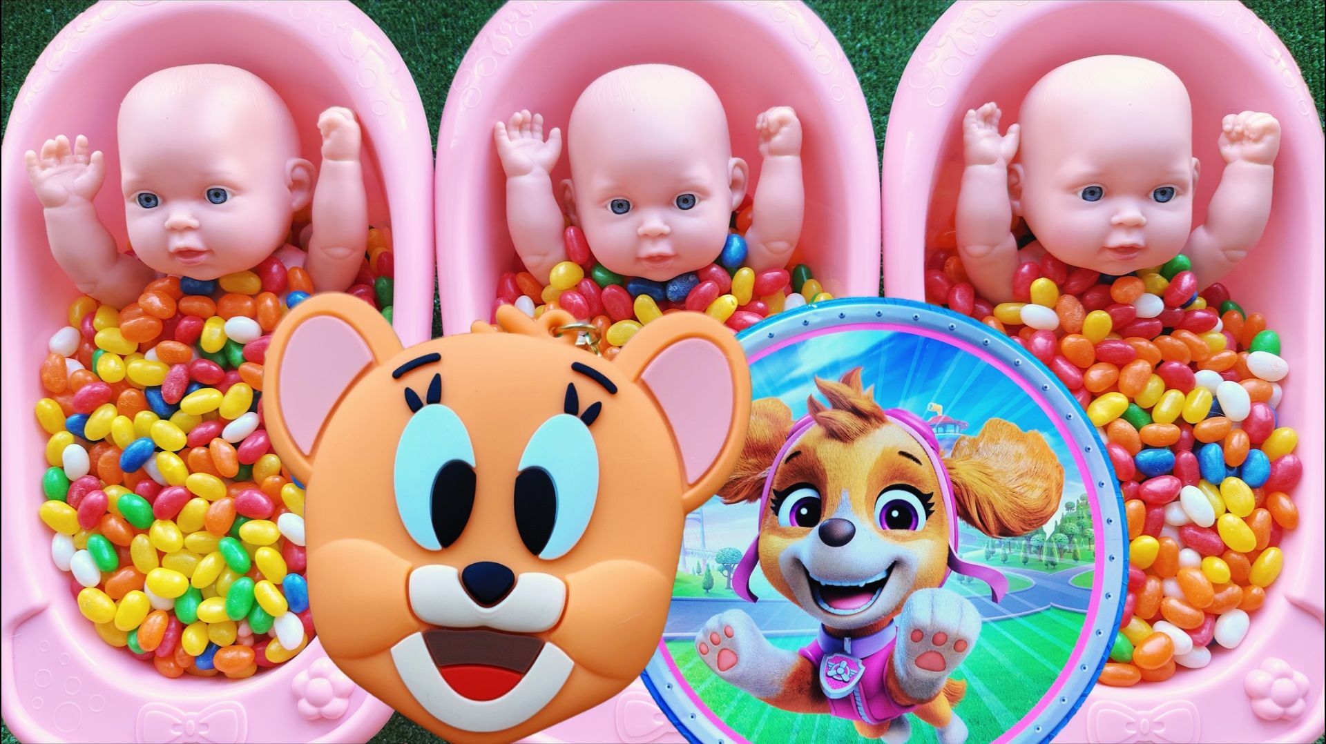 Распаковка банок Щенячий патруль / Ванночки с пупсами / АСМР звуки конфет и игрушек