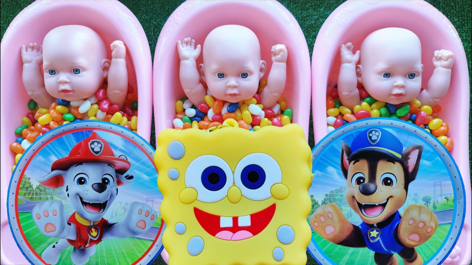 Распаковка банок Щенячий патруль / Ванночки с пупсами / АСМР звуки конфет и игрушек
