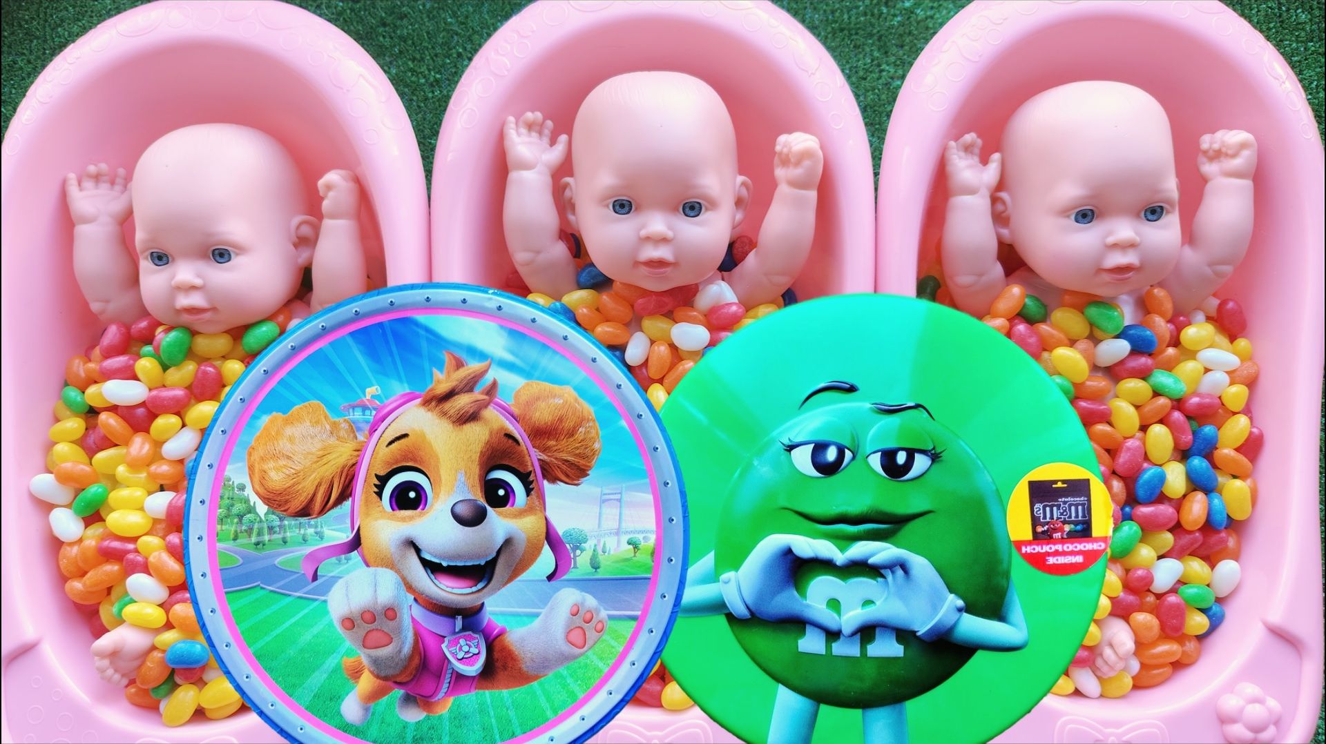 Распаковка банок Щенячий патруль / Ванночки с пупсами / АСМР звуки конфет и игрушек