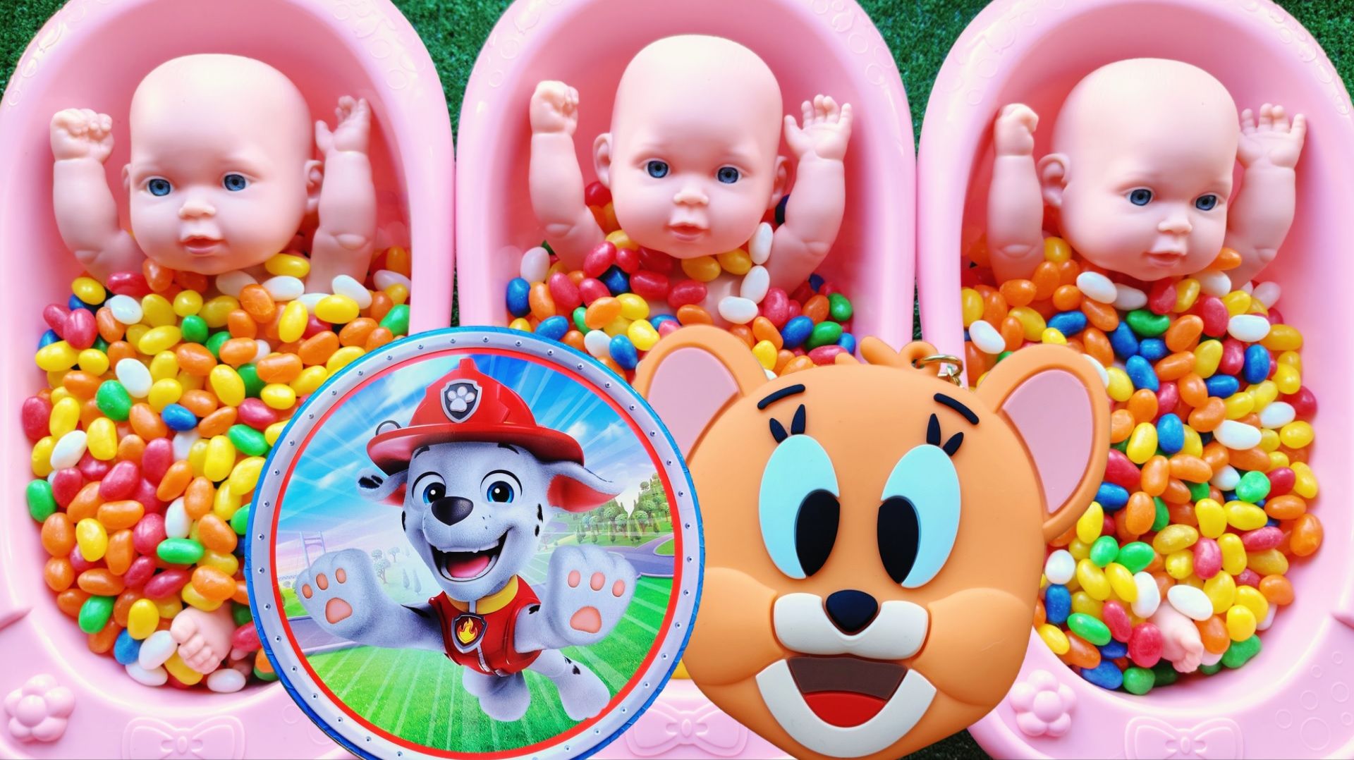 Распаковка банок Щенячий патруль / Ванночки с пупсами / АСМР звуки конфет и игрушек