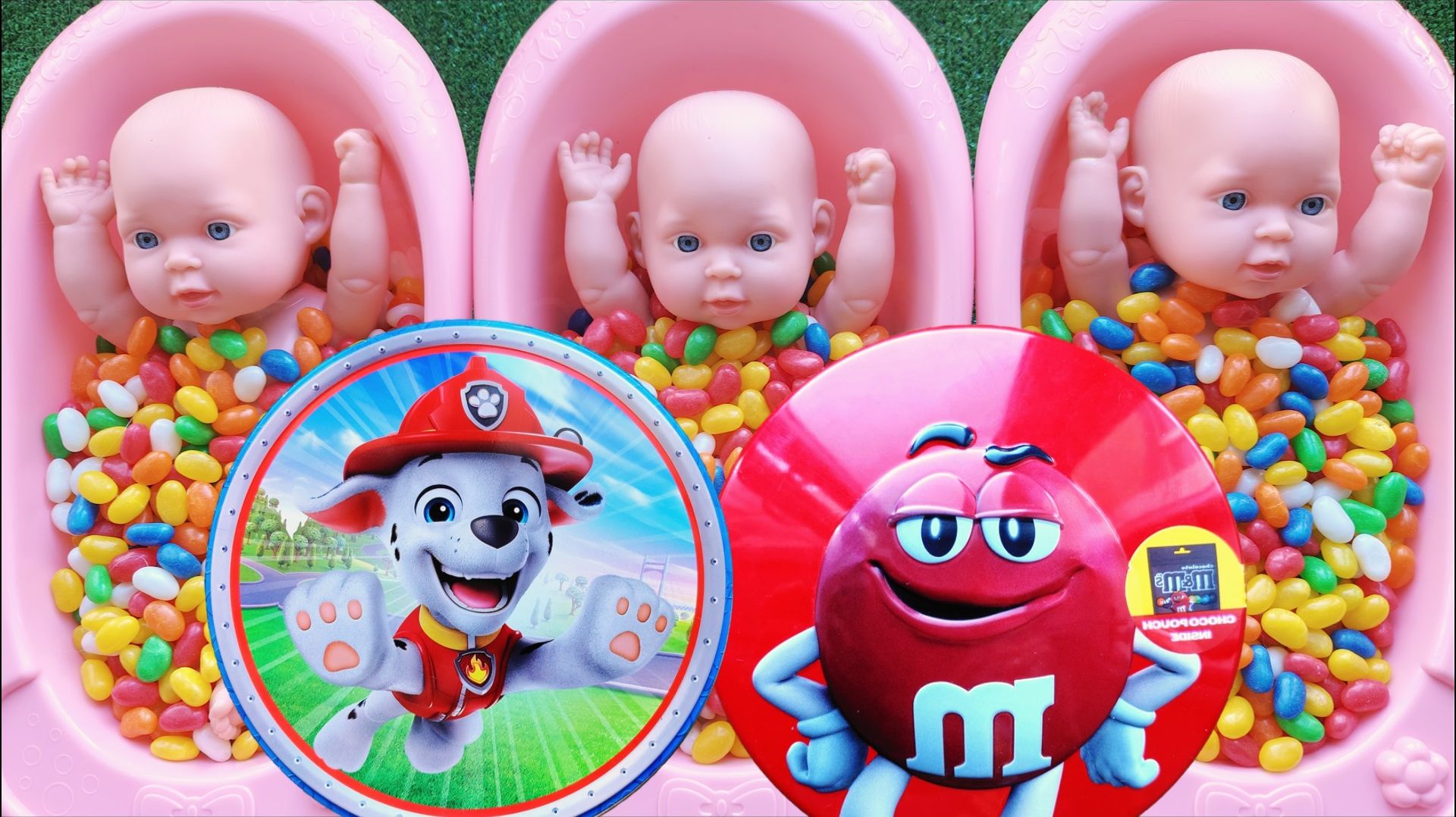 Распаковка банок Щенячий патруль / Ванночки с пупсами / АСМР звуки конфет и игрушек