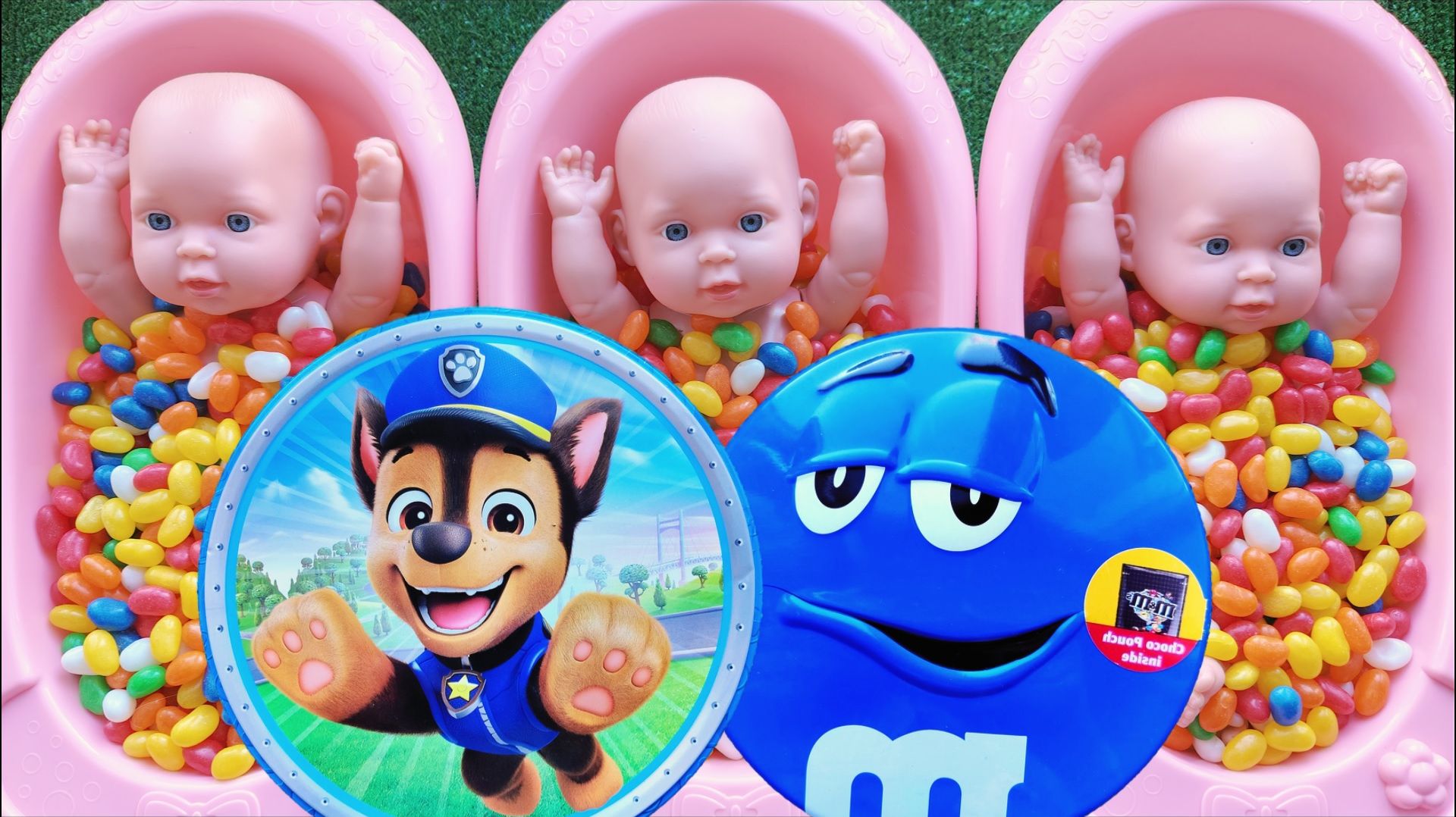 Распаковка банок Щенячий патруль / Ванночки с пупсами / АСМР звуки конфет и игрушек