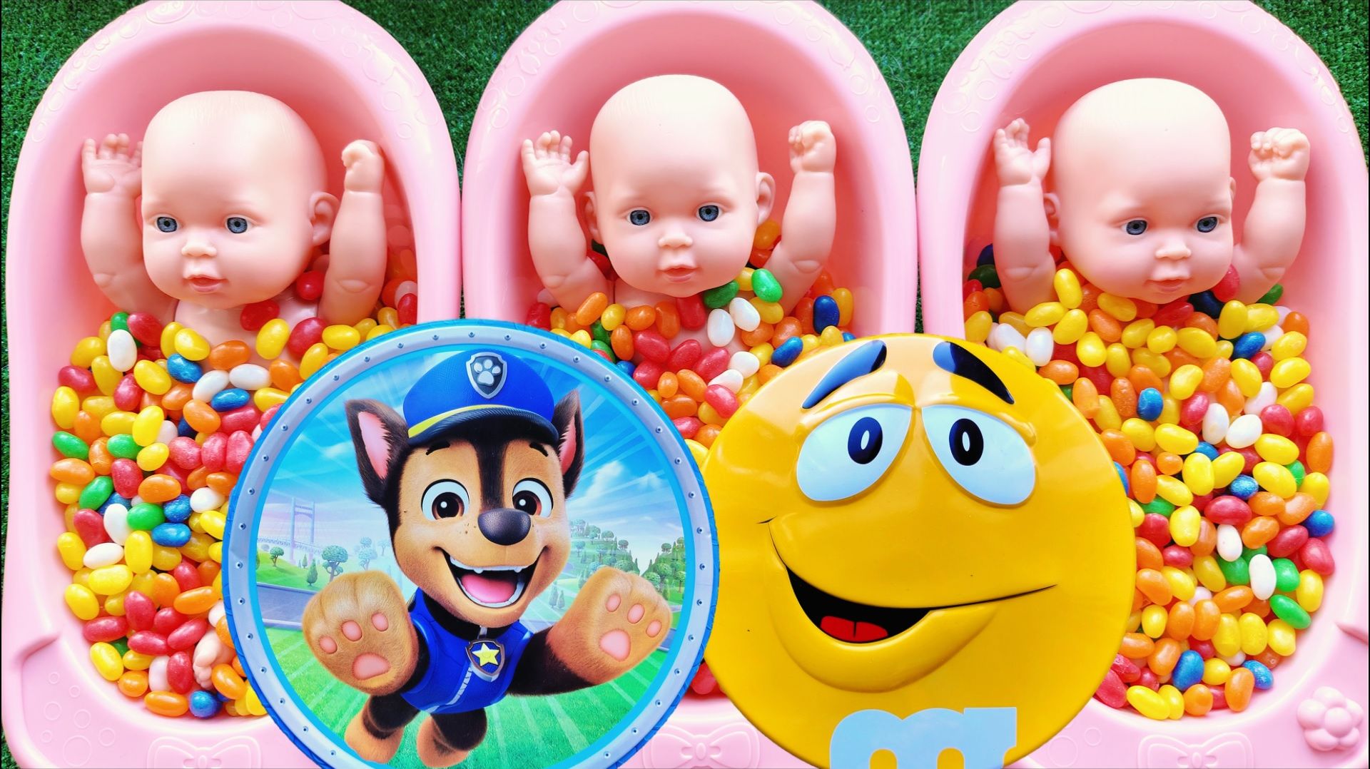 Распаковка банок Щенячий патруль / Ванночки с пупсами / АСМР звуки конфет и игрушек